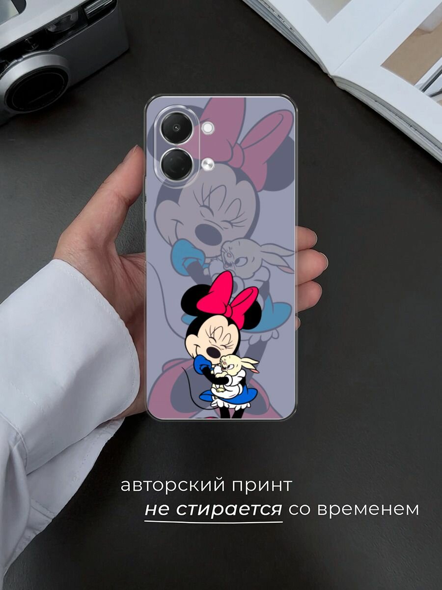 Чехол на Tecno Spark Go 3 / Текно Спарк Го 3 с принтом Минни с кроликом — фото 1