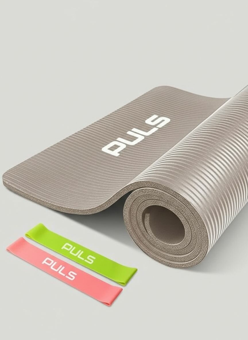 Коврик для йоги и фитнеса мягкий и толстый PULS