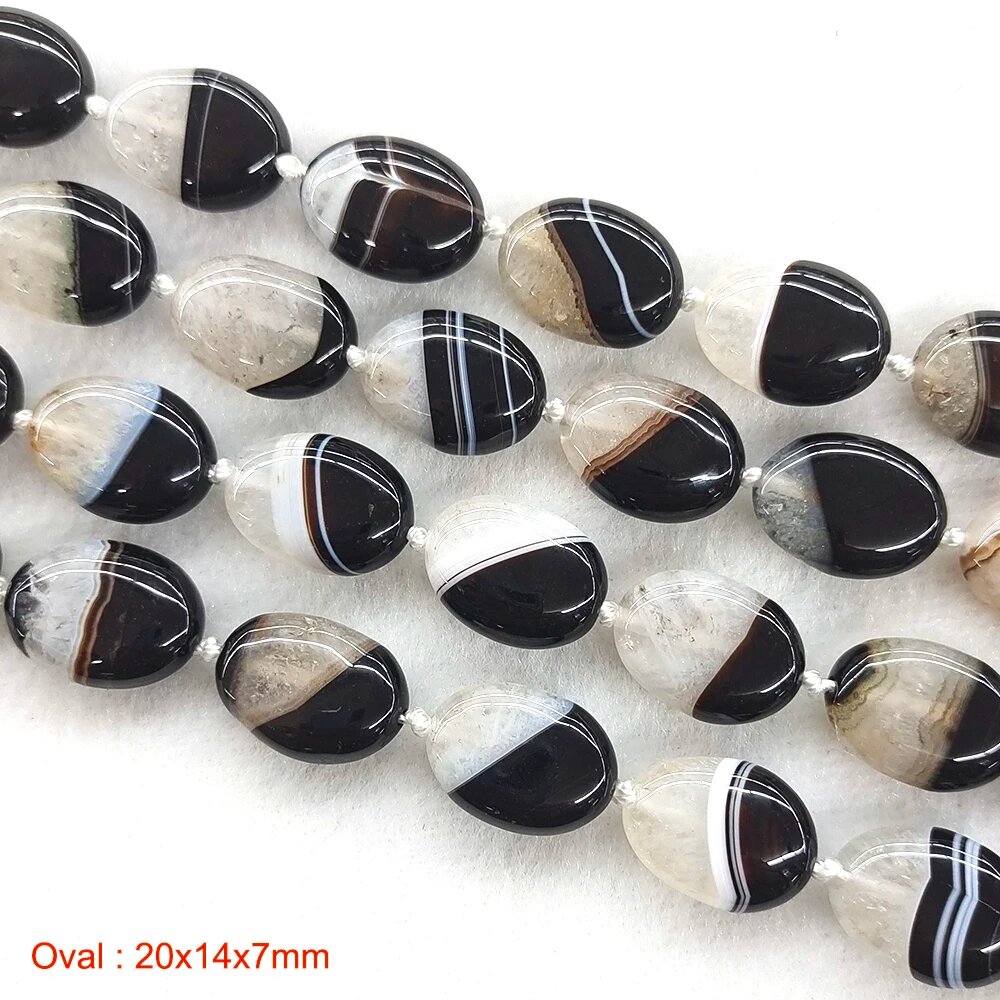 Агаты овальные черные, 19PCS, для ювелирных изделий