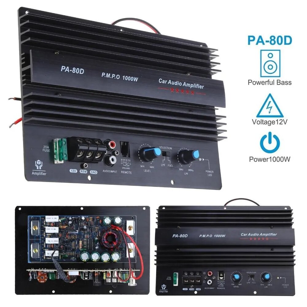 Автомобильный усилитель PA-80D P.M.P.O 1000W Car Audio Amplifier — фото 1