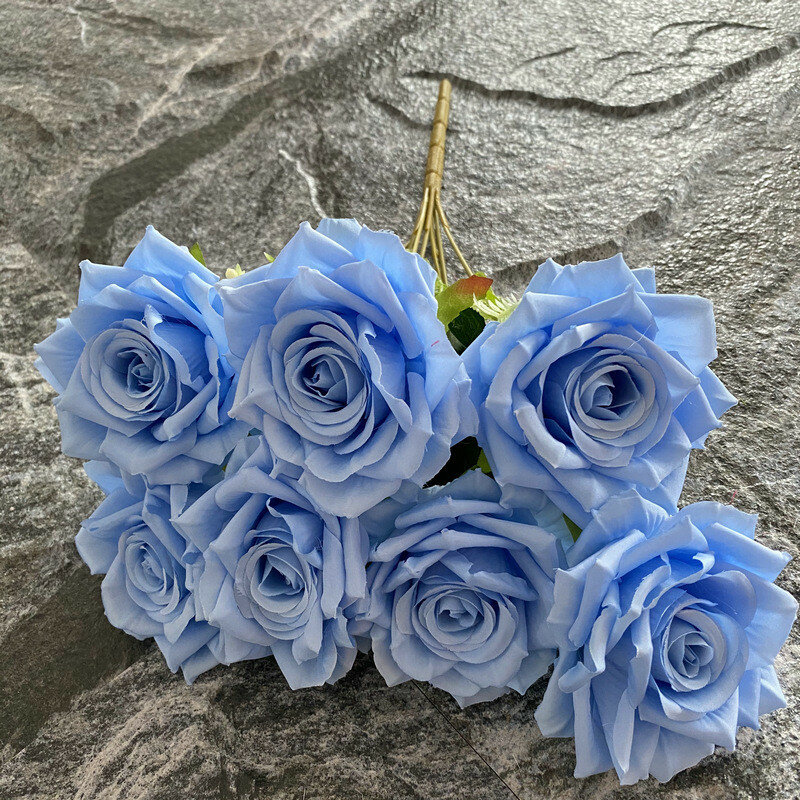 Premium artificial rose bouquet for wedding decor and photo shoots, light blue