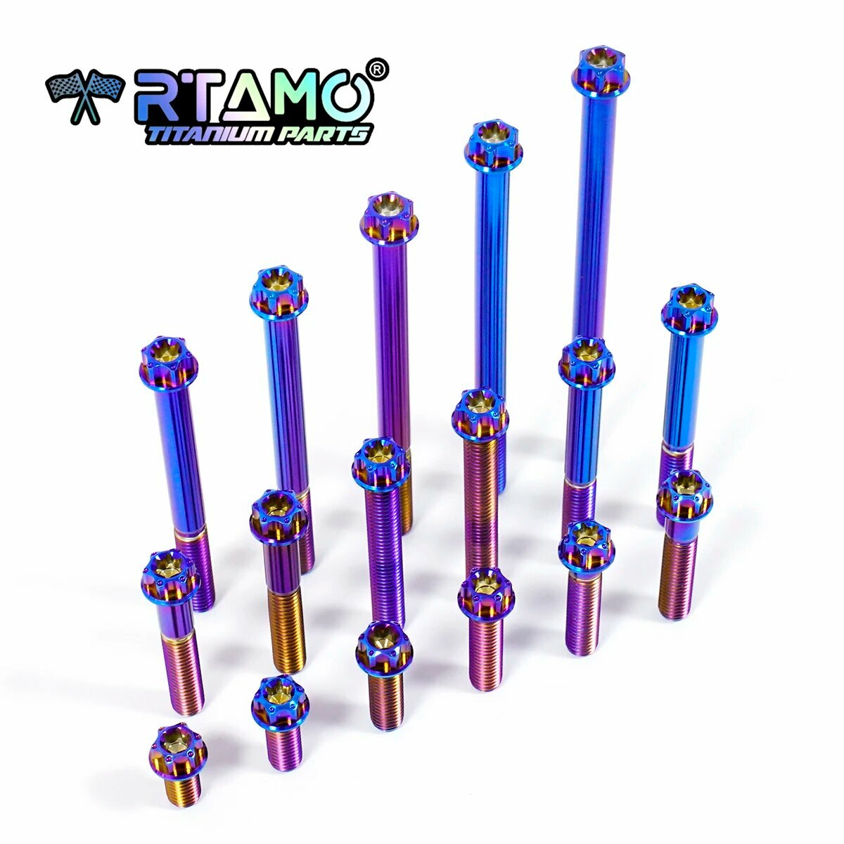 RTAMO Титановый болт Gr5 для мотоцикла Burnt blue (1pc), M8X90 mm