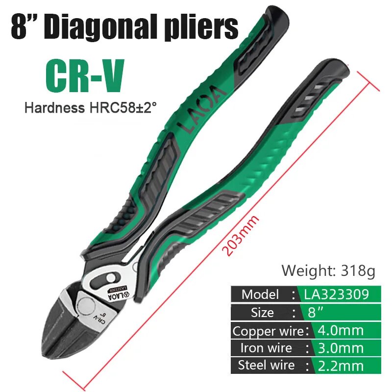 Диагональные плоскогубцы LAOA 8" CR-V, Diagonal LA323309