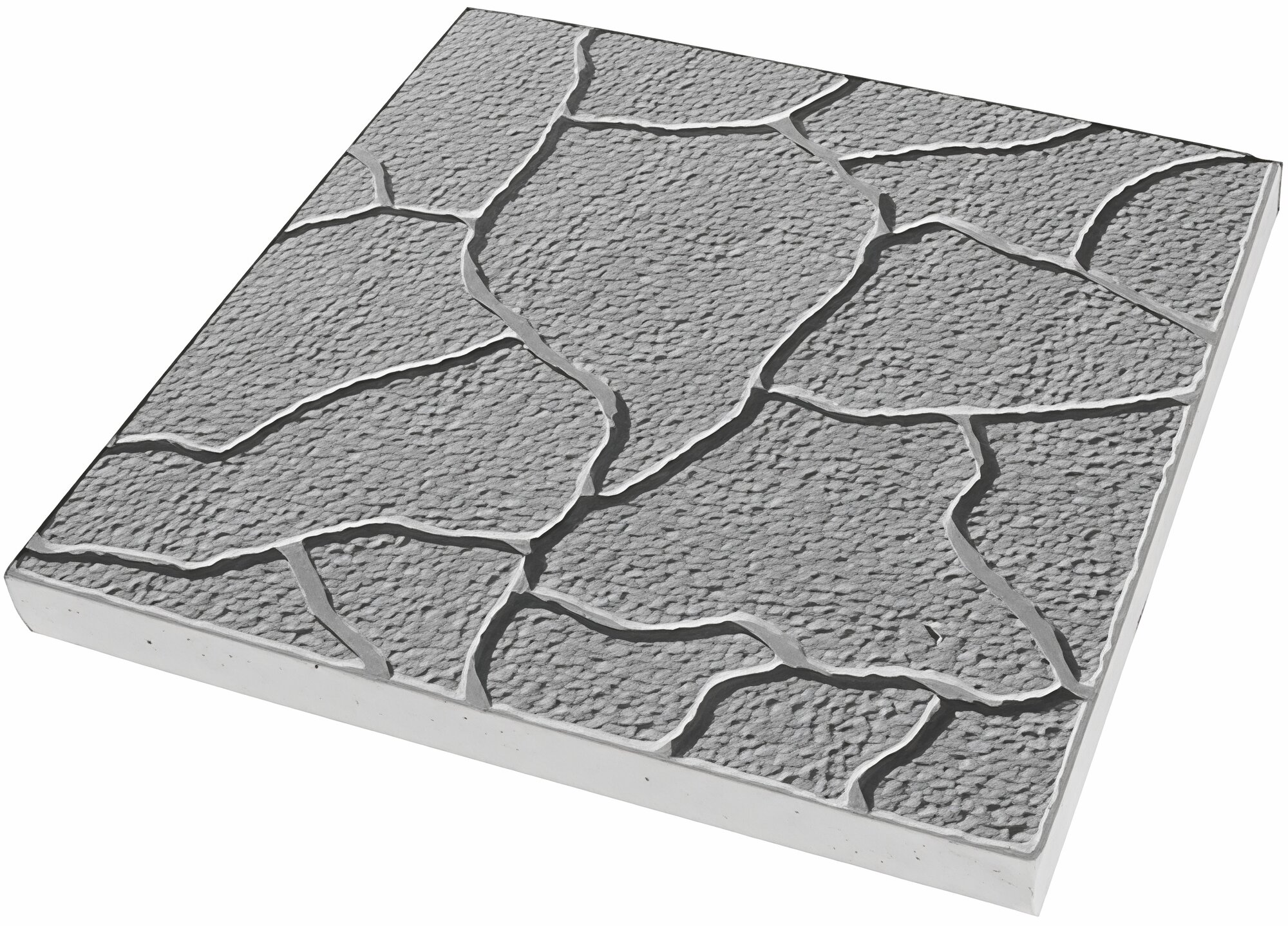 Тротуарная плитка, "Тучка", серая, рифленая, бетонная, 30x30 см, 6 кг