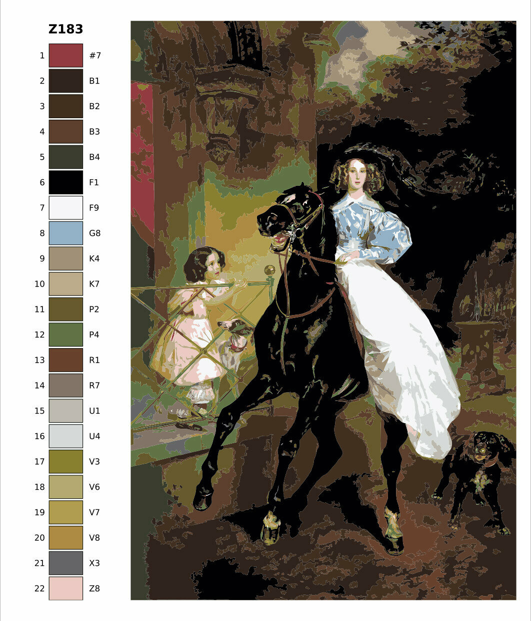 Картина по номерам Z-183 "Карл Брюллов. Всадница" 40х60