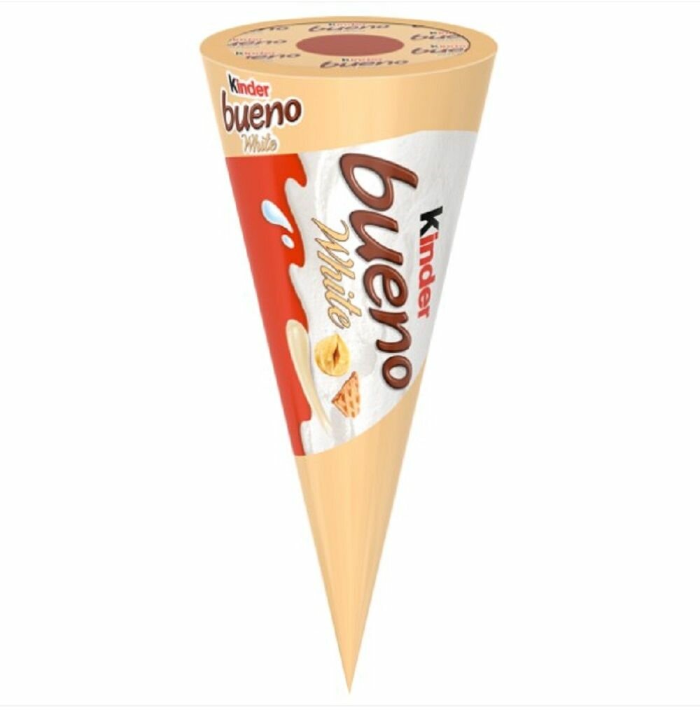 Мороженое KINDER BUENO белый в вафельном конусе 62 г, Ferrero