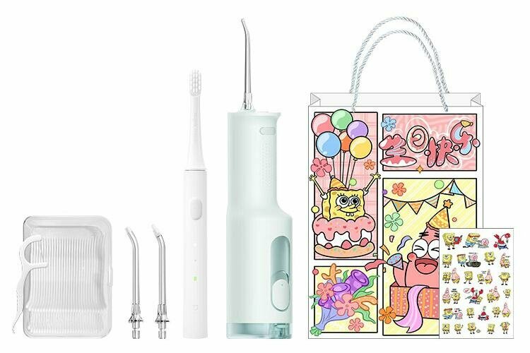 Ирригатор унисекс Xiaomi 13367853, Mint Green - Cartoon Teeth Cleaning Super Value Limited Set
