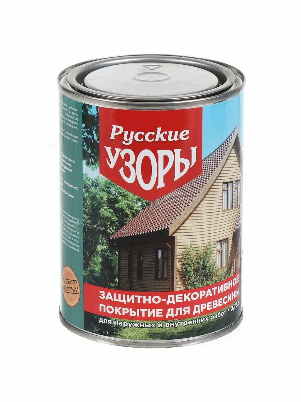 Защитно-декоративное покрытие Русские узоры для дерева, махагон, 0.7 л — надежная алкидная защита и матовый цвет для дома