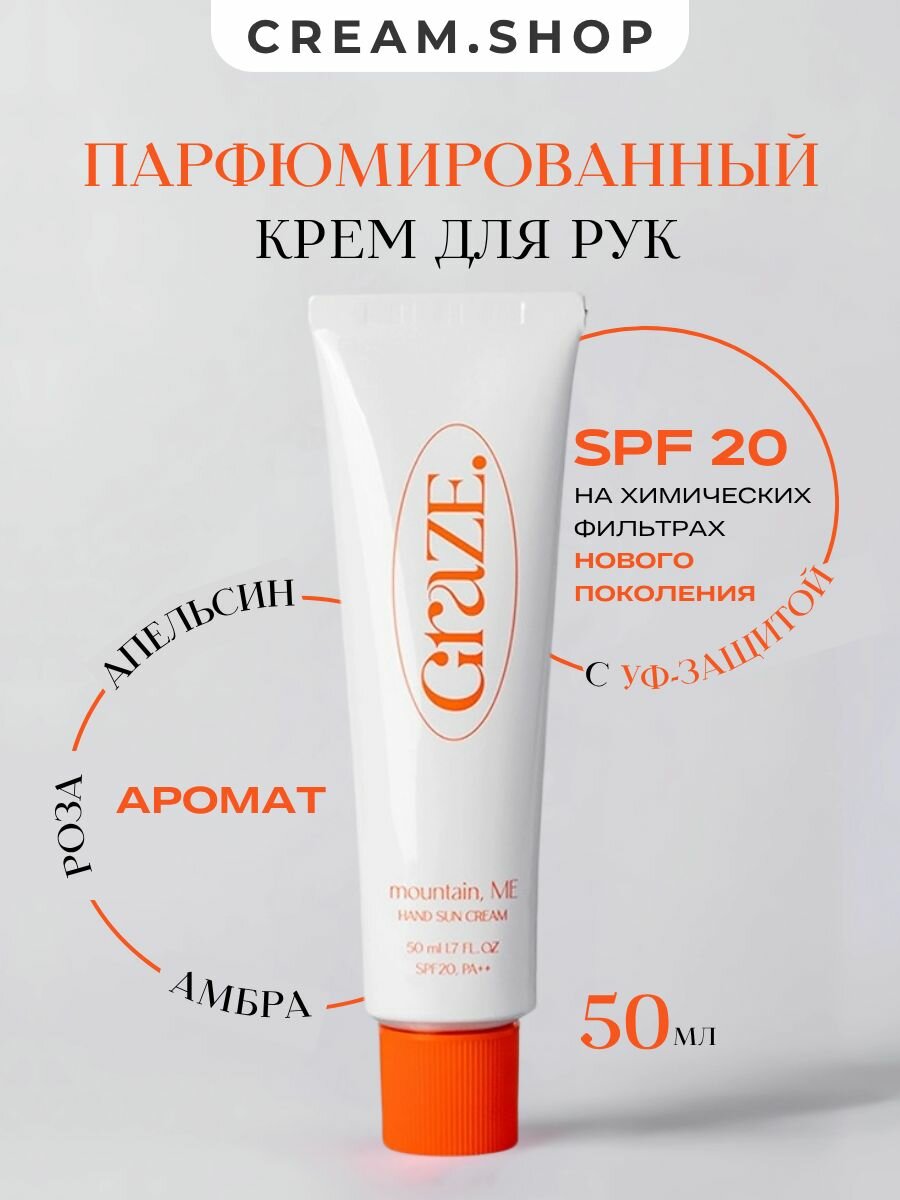 Grazepoint Крем для рук увлажняющий парфюмированный spf 20 Mountain ME Hand Sun Cream, 50 мл
