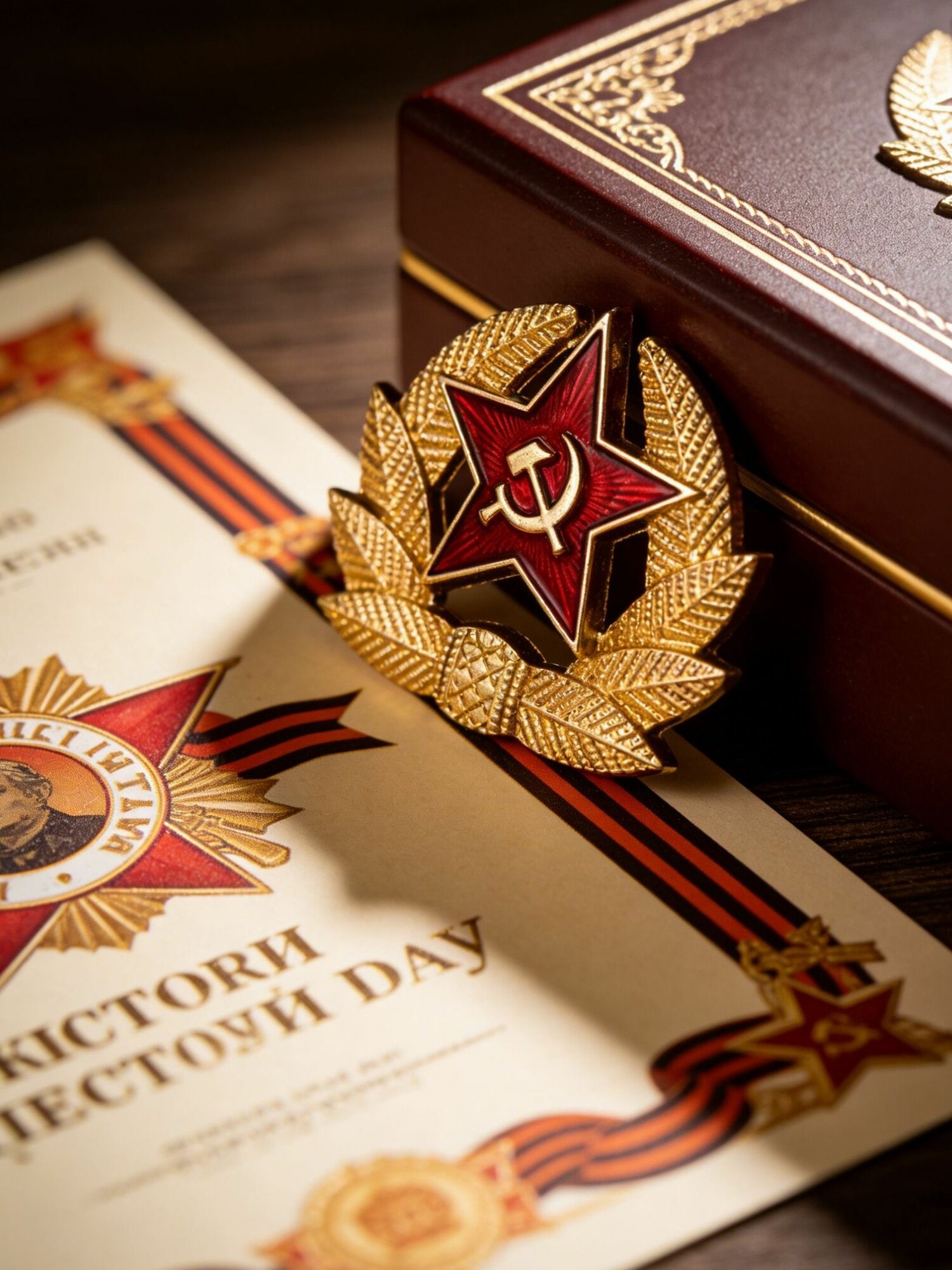 Значок в виде броши ко Дню Победы