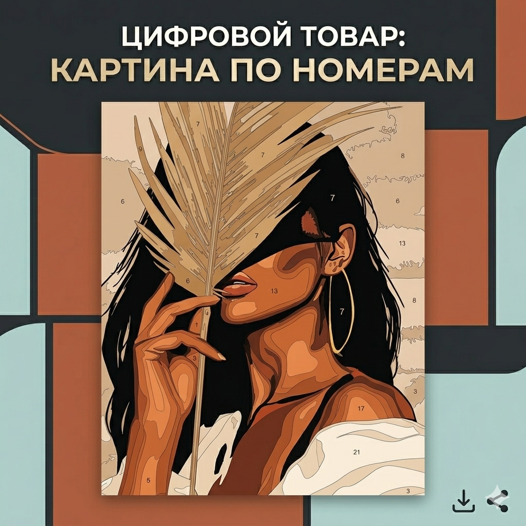 Картина по номерам "Загадочная пальма", на холсте, PDF-инструкция
