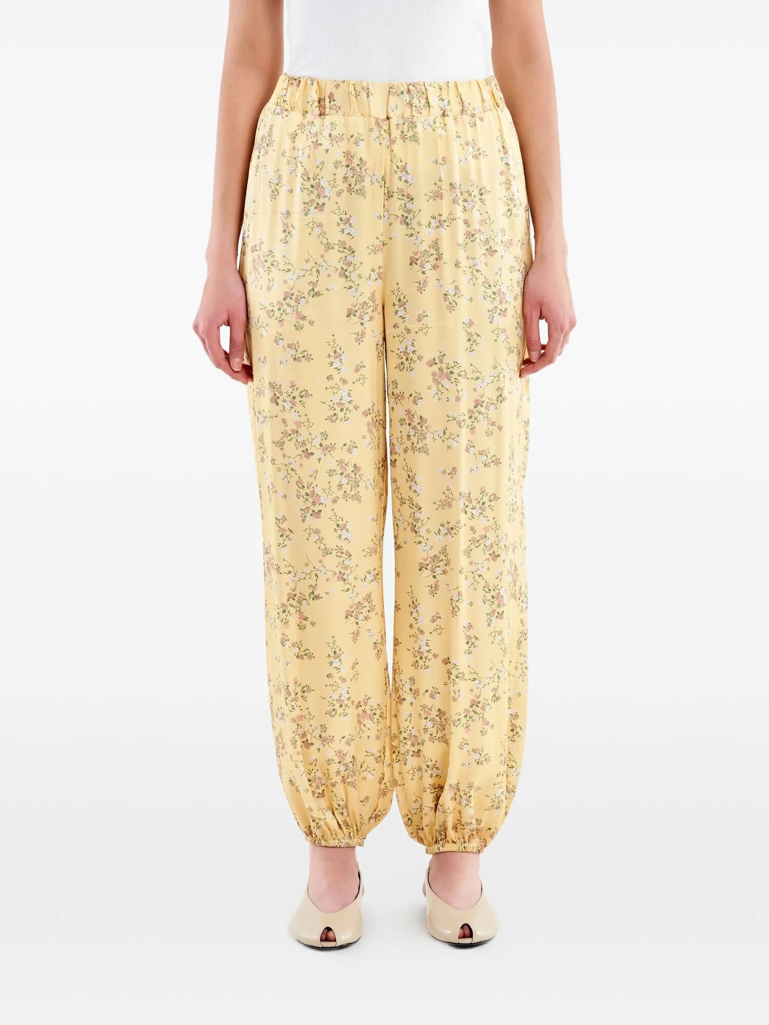 Брюки Floral-print elasticated-cuff trousers