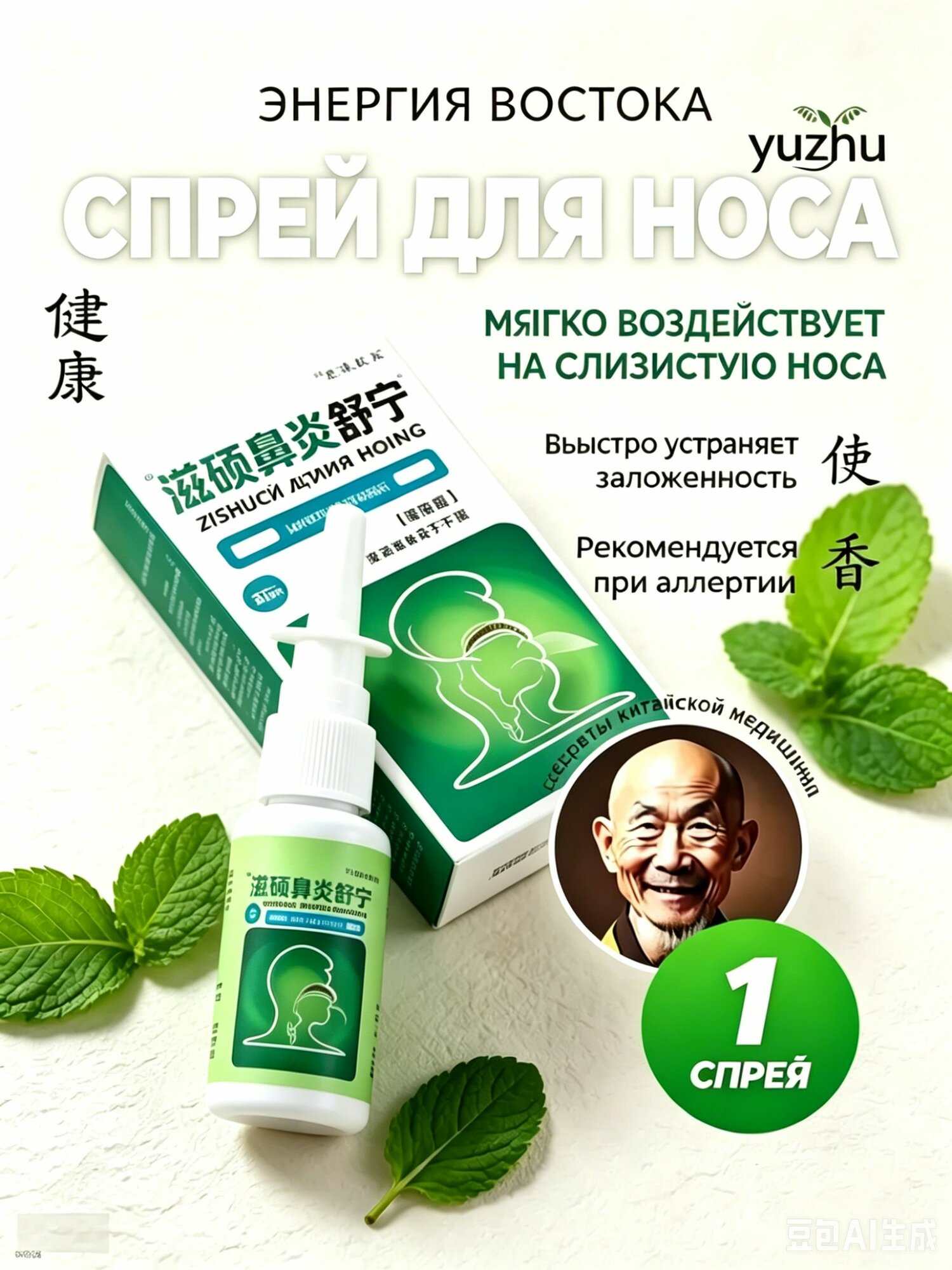 Спрей для носа ZISHUOBIYANSHUNING 4 шт. в наборе!