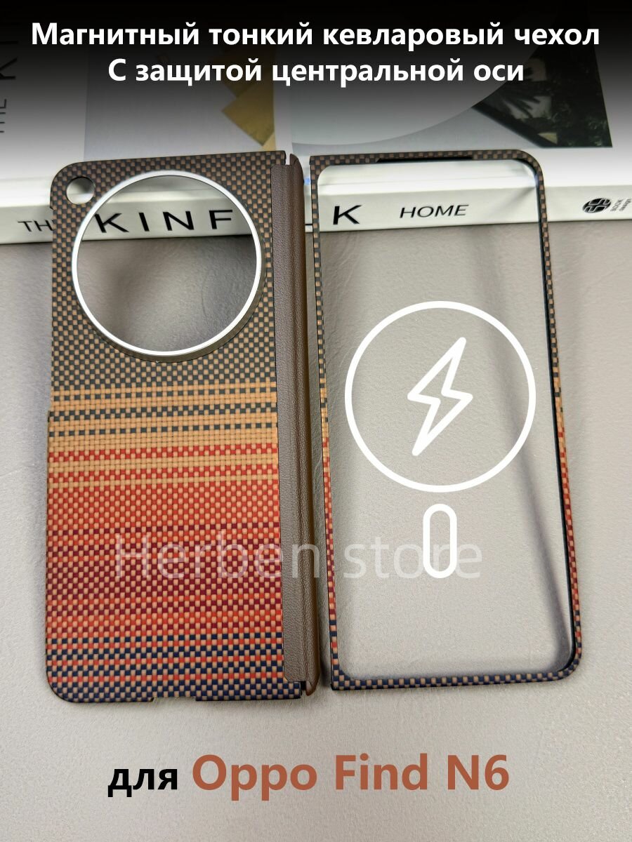 Магнитный кевларовый чехол для Oppo Find N6 С защитой центральной оси