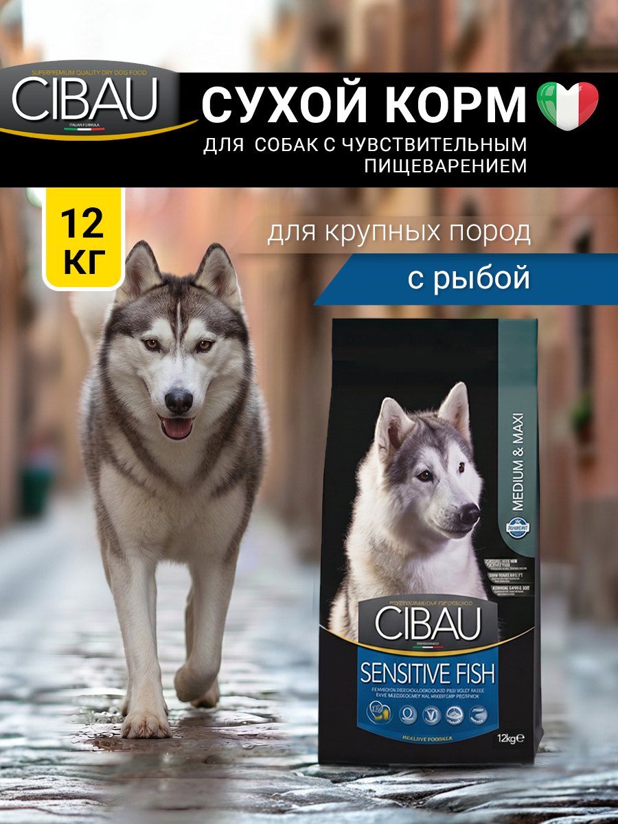 Сухой корм Farmina Cibau Medium&Maxi (Фармина) для взрослых собак средних и крупных пород, рыба, 12 кг
