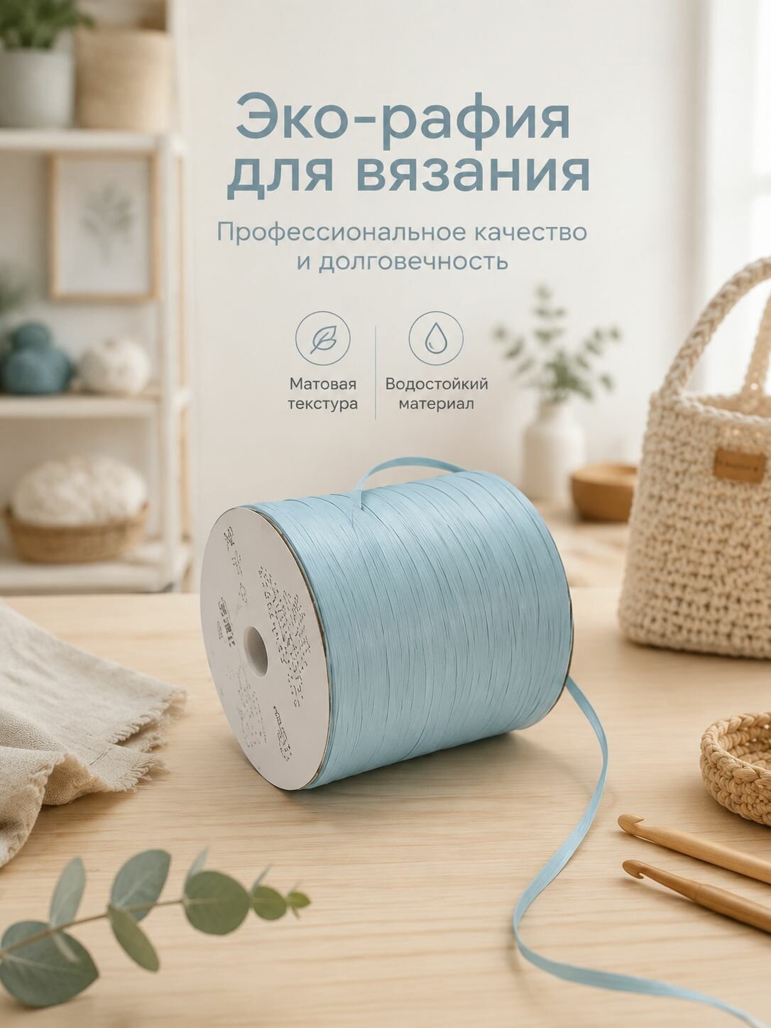Рафия для вязания крючком, нитки рафия для вязания сумок и аксессуаров, пряжа для рукоделия