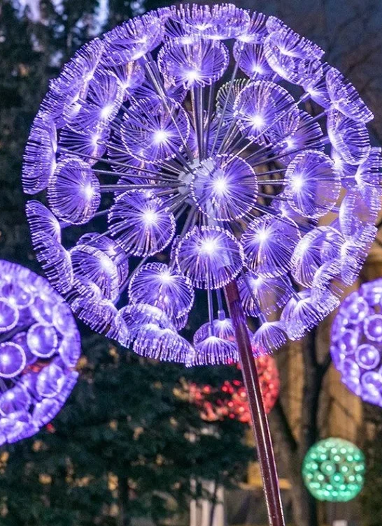 Светильник серии Стрит "Светящийся Одуванчик" D=400мм 2х-проводной 12/220V RGB Управление Автосмена оптоволокно 12 веток UNI HAUSS