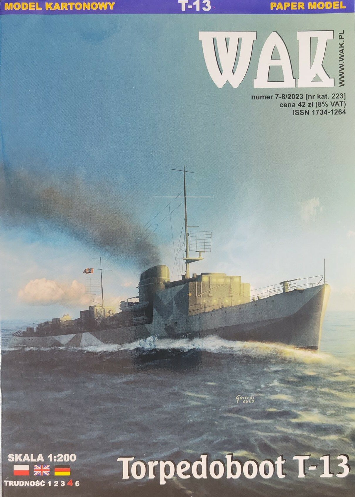 Сборная бумажная модель Торпедоносец T – 13 - WAK №7-8/23 (журнал)