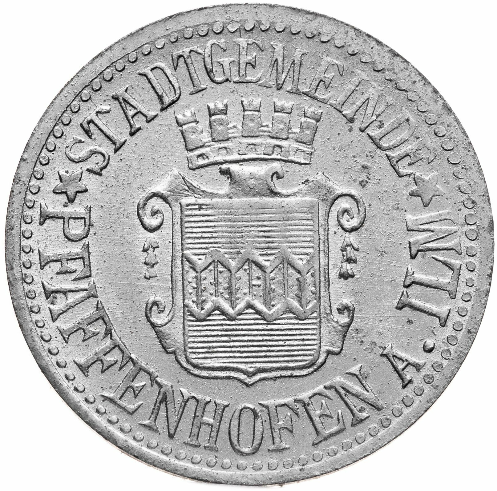 Германия Пфаффенхофен 10 пфеннигов 1917, Цинк, в сохранности AU-UNC