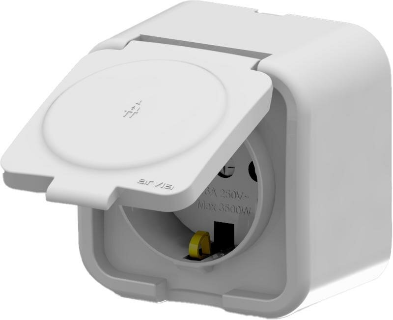 Розетка 1-м СП ARIA 16А IP20 с заземл. с крышкой бел. ARVIA 25 01 1000 218