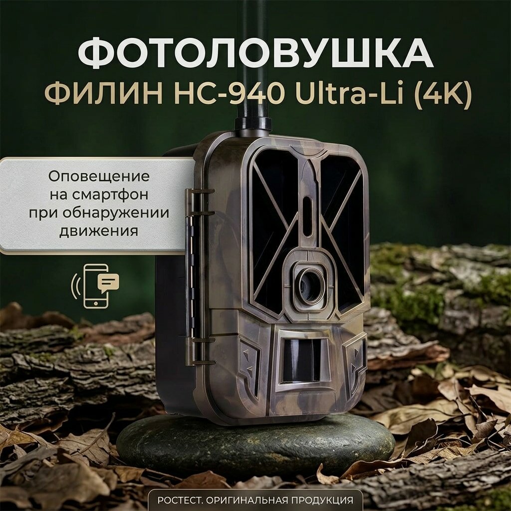 Уличная 4К/4G фотоловушка Филин HC-940 Ultra-Li 4K для охоты