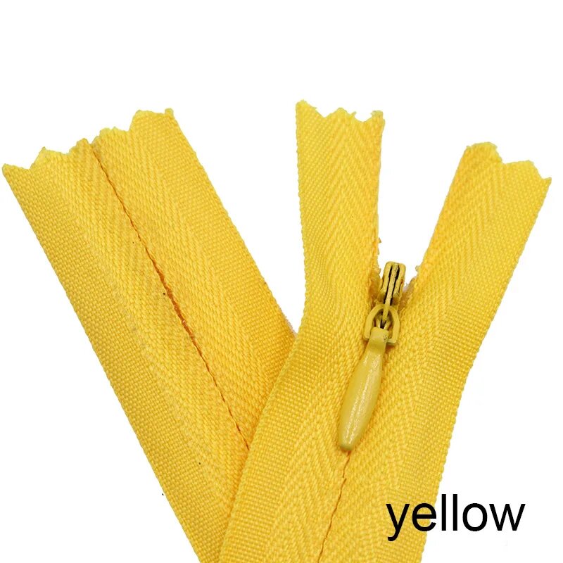 10 Нейлоновых Молний зигзаг 15-60 см 25 Цветов Желтый, total length is 55cm, yellow