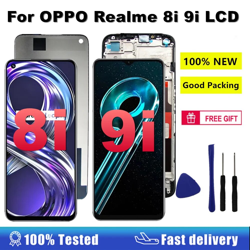 6,6-дюймовый экран для OPPO Realme 8i RMX3151, ЖК-дисплей с рамкой, сенсорный экран, 8i With Frame