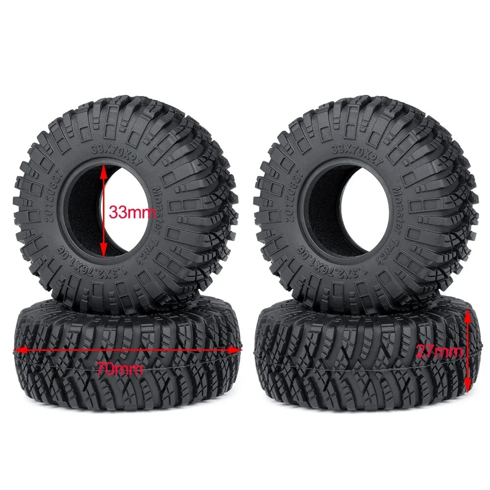 AXSPEED Резиновые шины 1,3"/1,1" для Micro Crawler 1/18 1/24