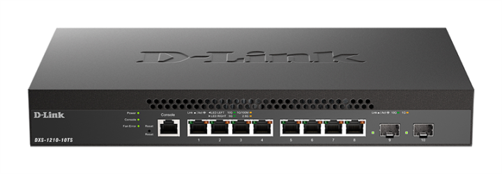 DXS-1210-10TS/B2A Коммутатор D-Link Управляемый L2+ коммутатор, 8x10GBase-T, 2x10GBase-X SFP+, CLI, Web-интерфейс, SNMP