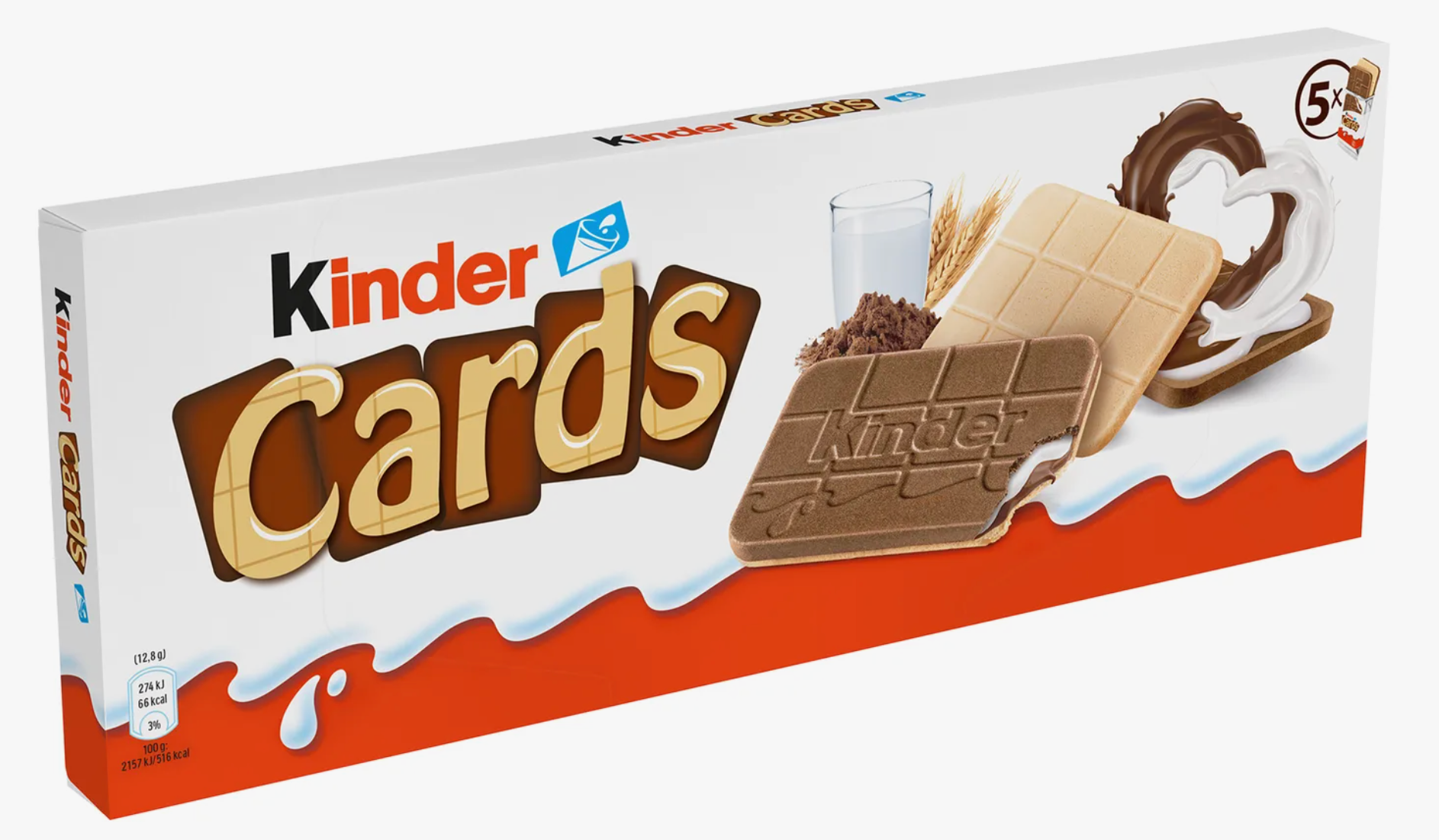 Печенье вафельное Kinder Cards / Киндер Кардс (Германия), 1 шт. 128 грамм