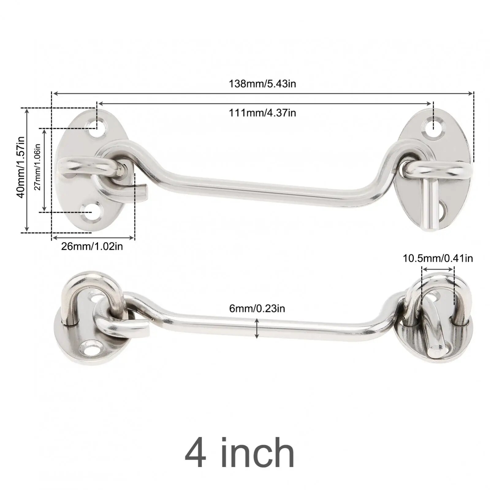 Ветрозащитный крючок-замок из нержавеющей стали 4 inch