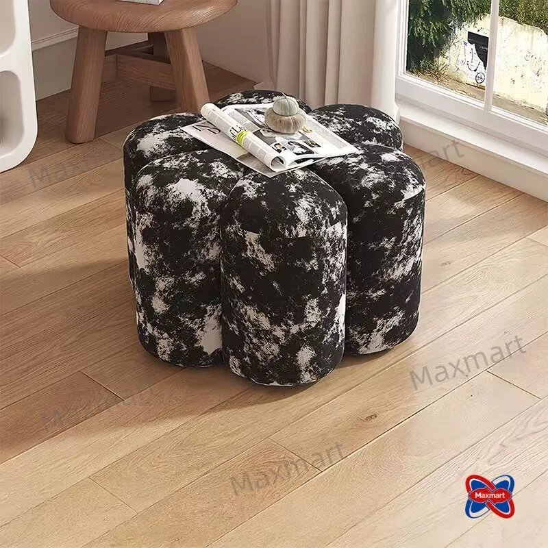 Табурет "Розовый лотос" светло-розовый, 35x30x35 см, микрошенилл, для гостиной — фото 1