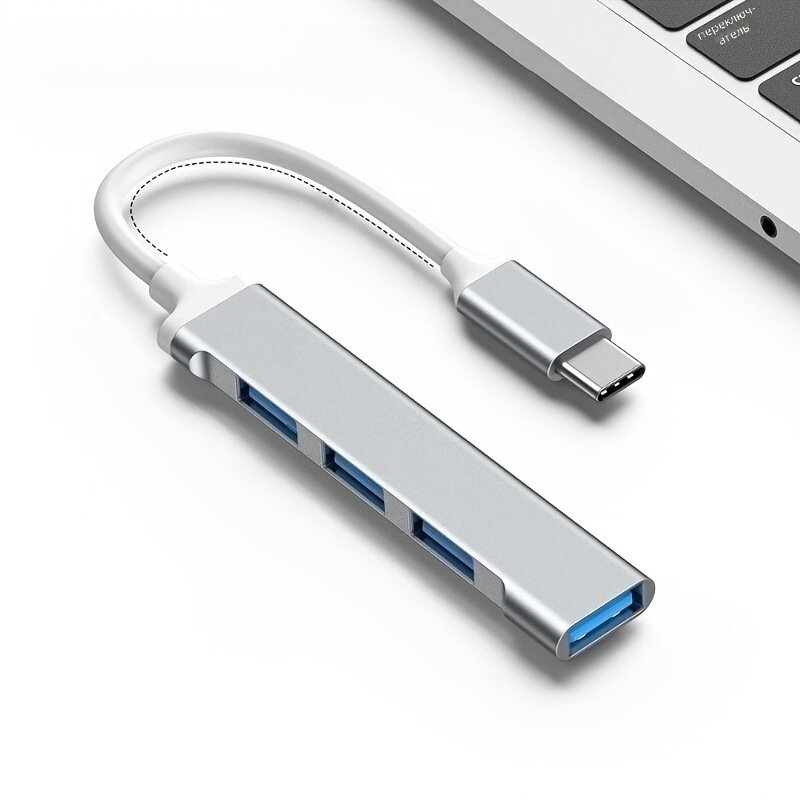 Док-станция USB Type-C 4-в-1, разветвитель USB 3.0, алюминиевый корпус, для жёстких дисков