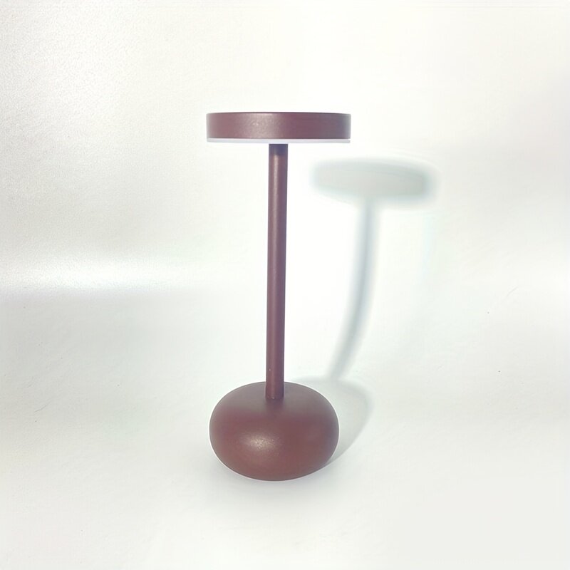 Настольная лампа из кованого металла в форме балки с тяжелым основанием, USB-зарядка, встроенный литиевый аккумулятор 1200 мАч, трехцветная и плавная регулировка яркости, кофейно-коричневая