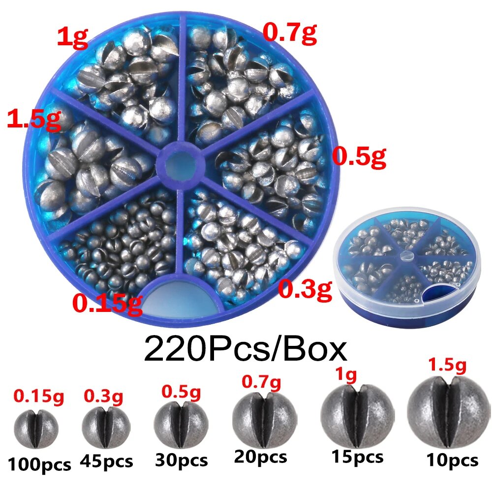 GOBAIT разборные грузила для рыбалки 0.06г-5г Синий, 0.15 1.5g 220 Pcs