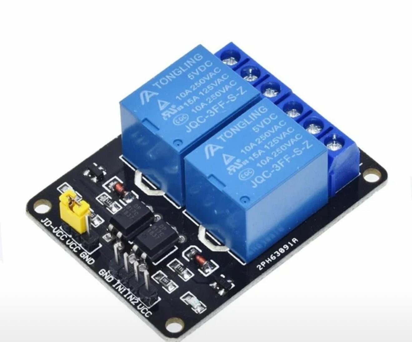 Релейный модуль 2 канала с оптоизоляцией, 5V