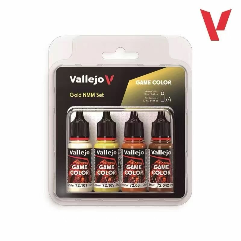 Краски акриловые для моделирования Vallejo серии Game color - Gold NMM Set 72395 (4 красок по 18 мл)