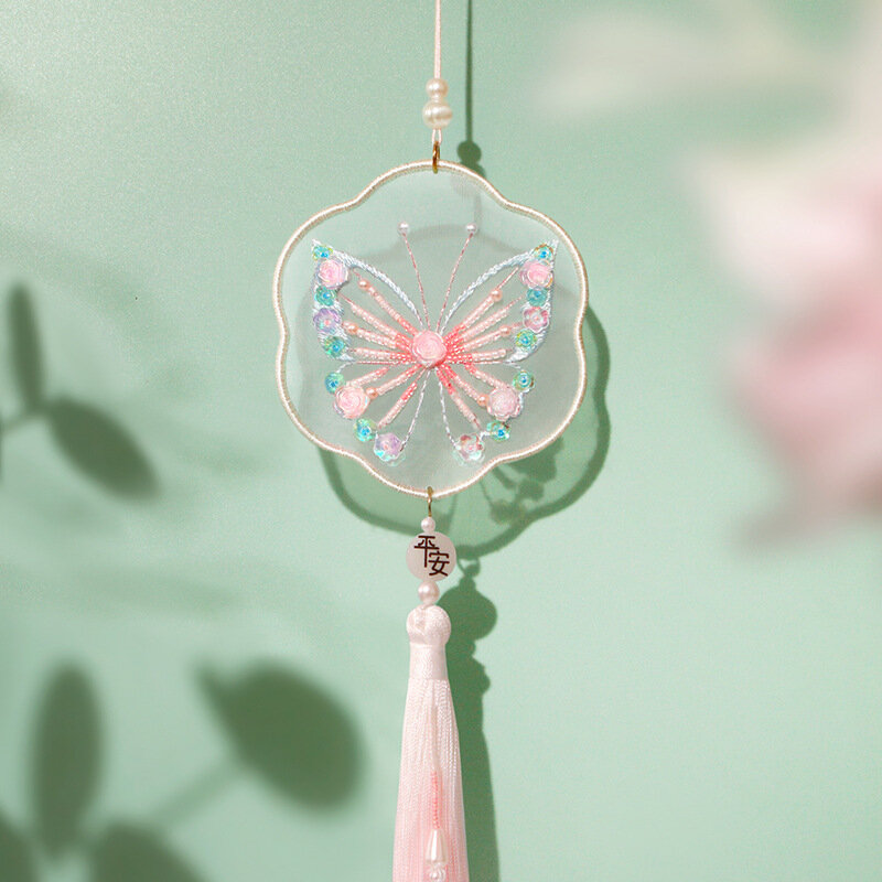 DIY ручная вышивка бабочка набор - дизайн «Flower Light Butterfly Dance», без рамки, висящий элемент для авто,