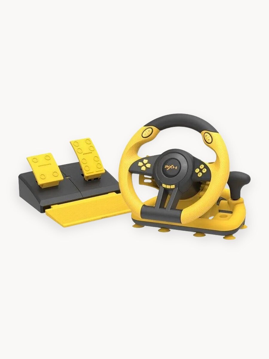 Игровой руль для ПК, PS3, PS4, XBox One Гоночный симулятор вождения с педалями, передачами / Джойстик игровой / желтый