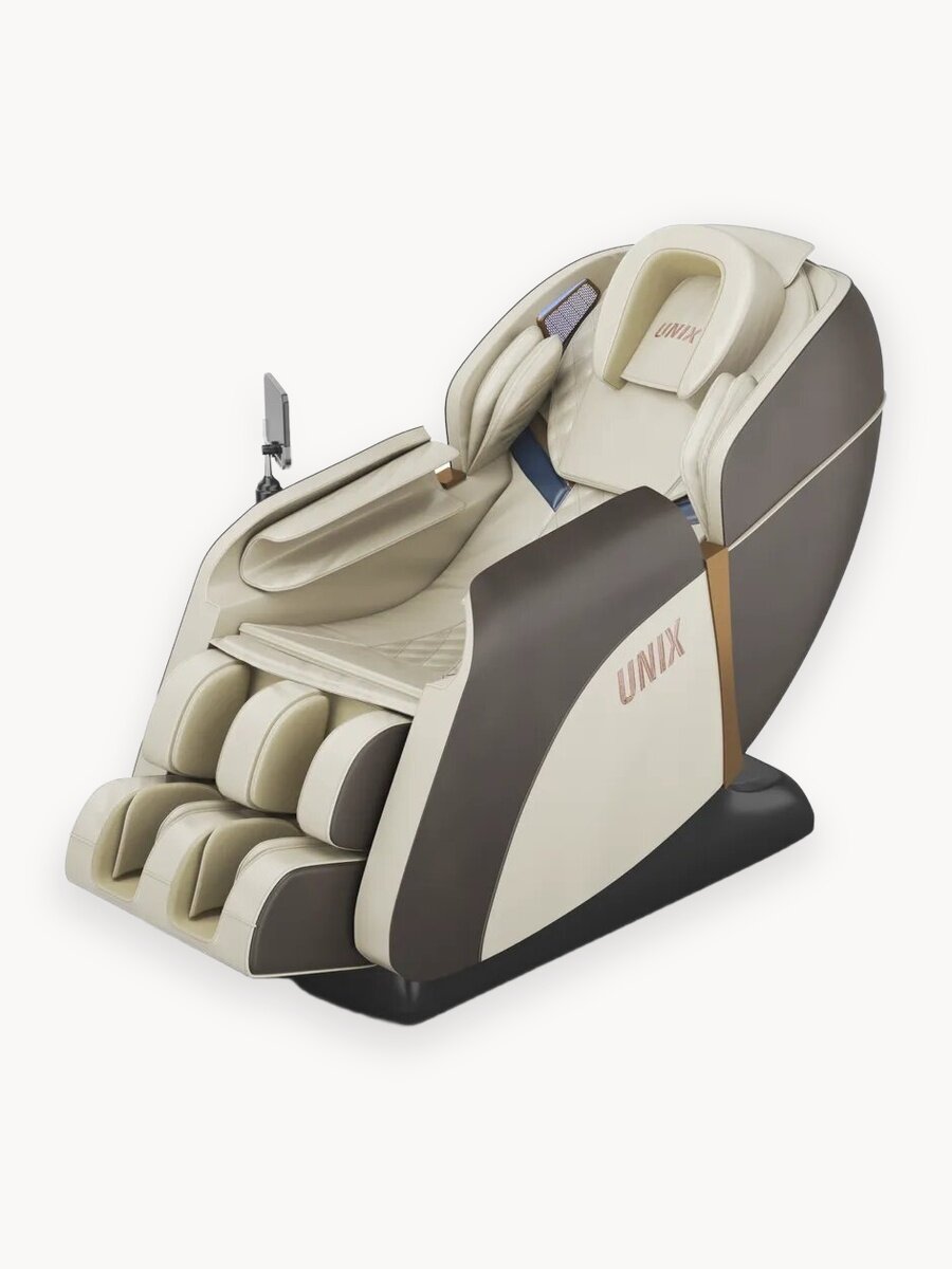 Массажное кресло UNIX Amelia Beige электрическое для дома, роликовый массажер для ног, плеч, шеи и спины с подогревом