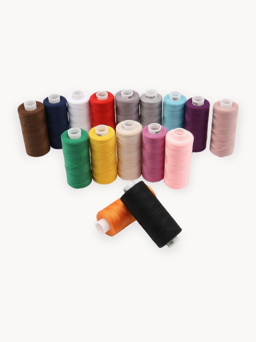 Нитки швейные набор Bestex 'Базовый - 16 шт' №40/2, намотка 365 м (400 ярдов)