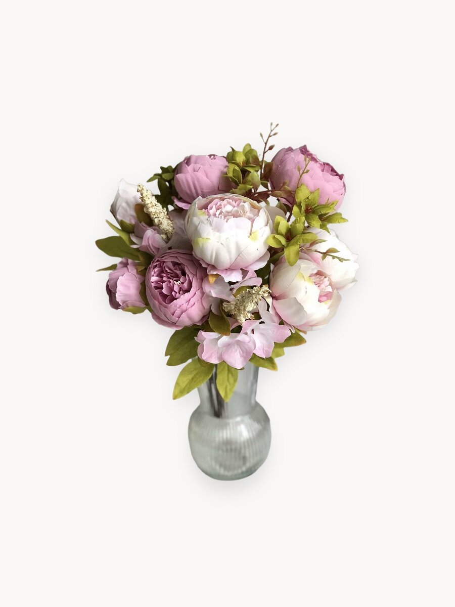 Искусственные цветы пионы для декора / Декоративный букет / Цветочная композиция, 50 см, розовый