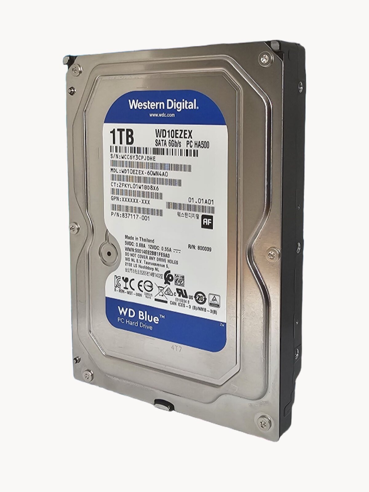 Жесткий диск Western Digital Blue WD10EZEX, 1Тб, 3.5", 7200об/мин, SATA 6Гб/с