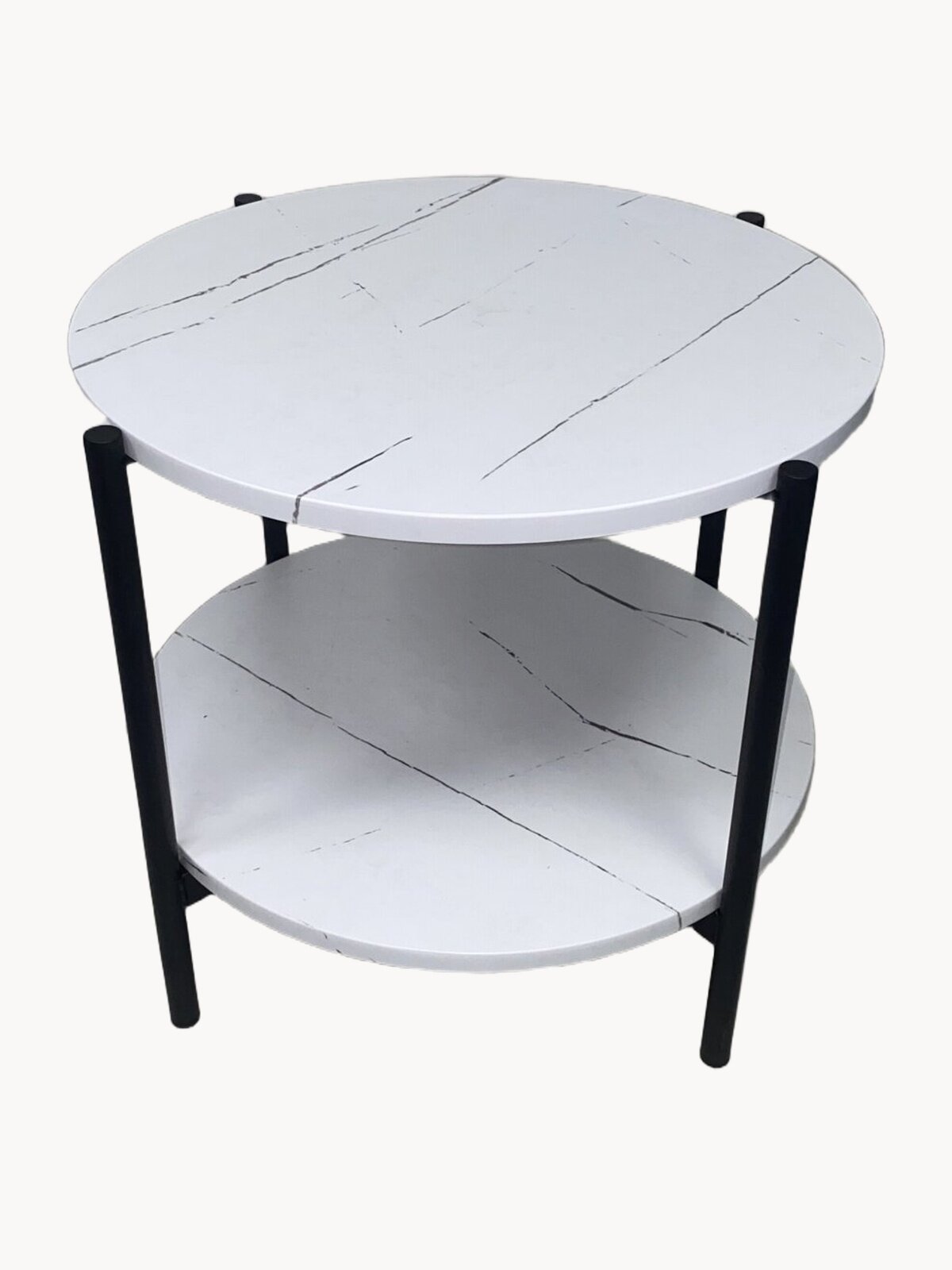 Журнальный стол круглый кофейный, прикроватный, придиванный с полкой "Лотос", 50х50х47 см