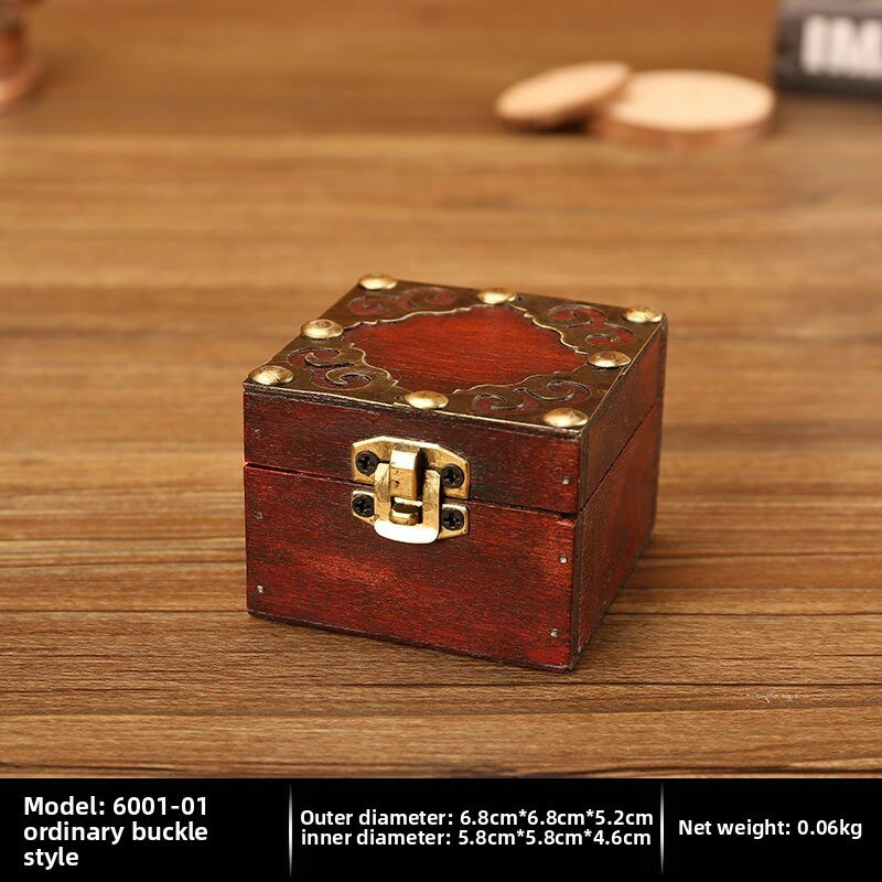 Ювелирная шкатулка Nordic Vintage деревянная с замком для спальни и гостиной 5.8x5.8x4.6см