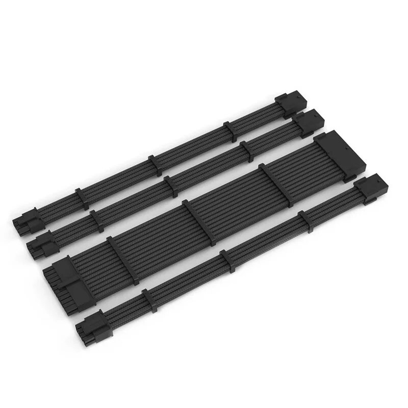 Удлинительные кабели для блока питания SZKSJ ATX 24Pin CPU EPS 8Pin 4+4Pin GPU 30cm, Черный, Black