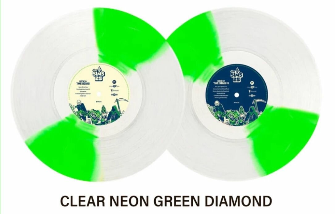 The Sims 25 OST (500шт в мире Clear-Neon Green Diamond Complete USA Limited Soundtrack) Цвет: "Прозрачно-Зеленый Алмаз" Виниловая Пластинка, Полный Саундтрек ко Всем Частям Симс