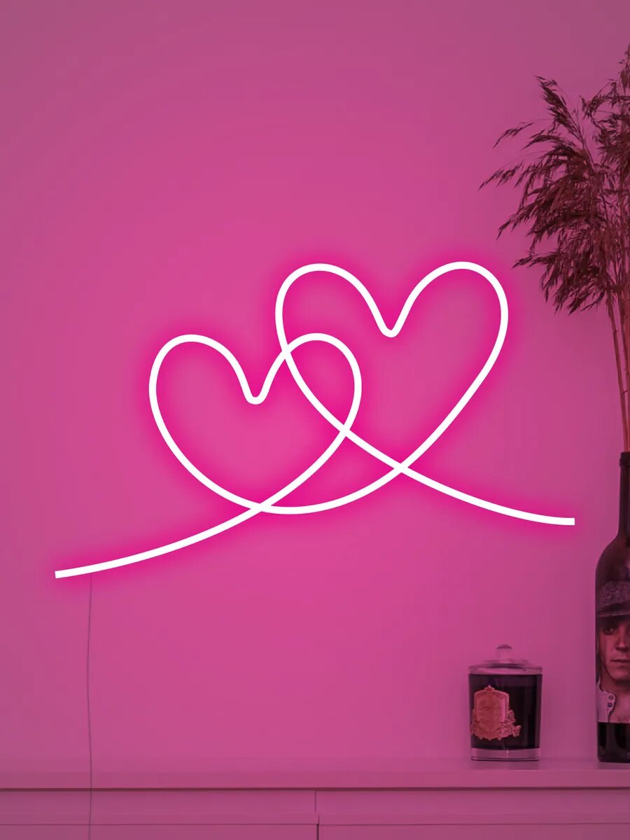 "Сердца" неоновая лампа, светильник