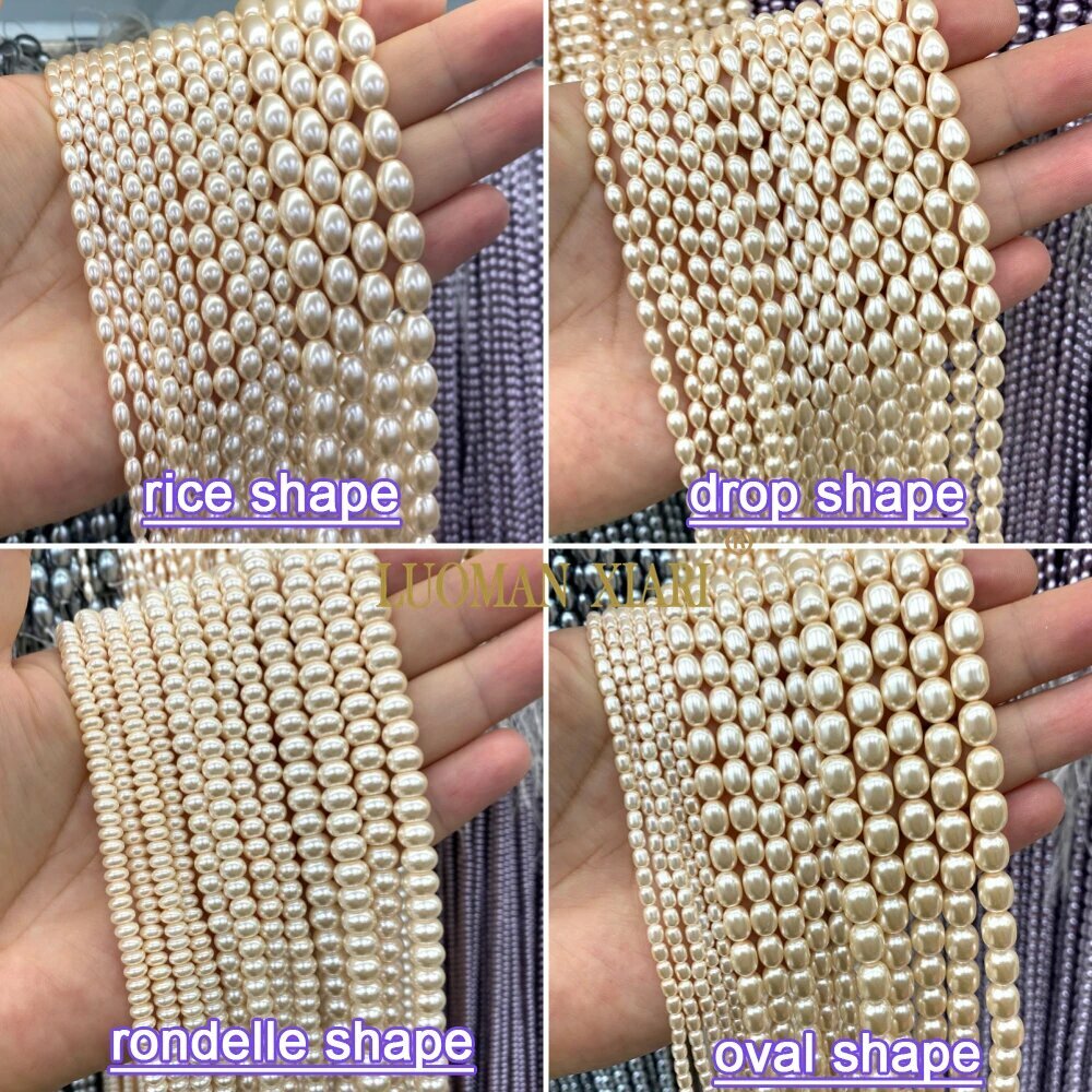 LUOMAN XIARI Ракушечные бусины перламутр 4x6 мм Бежевый, oval shape 8x10mm, champagne color