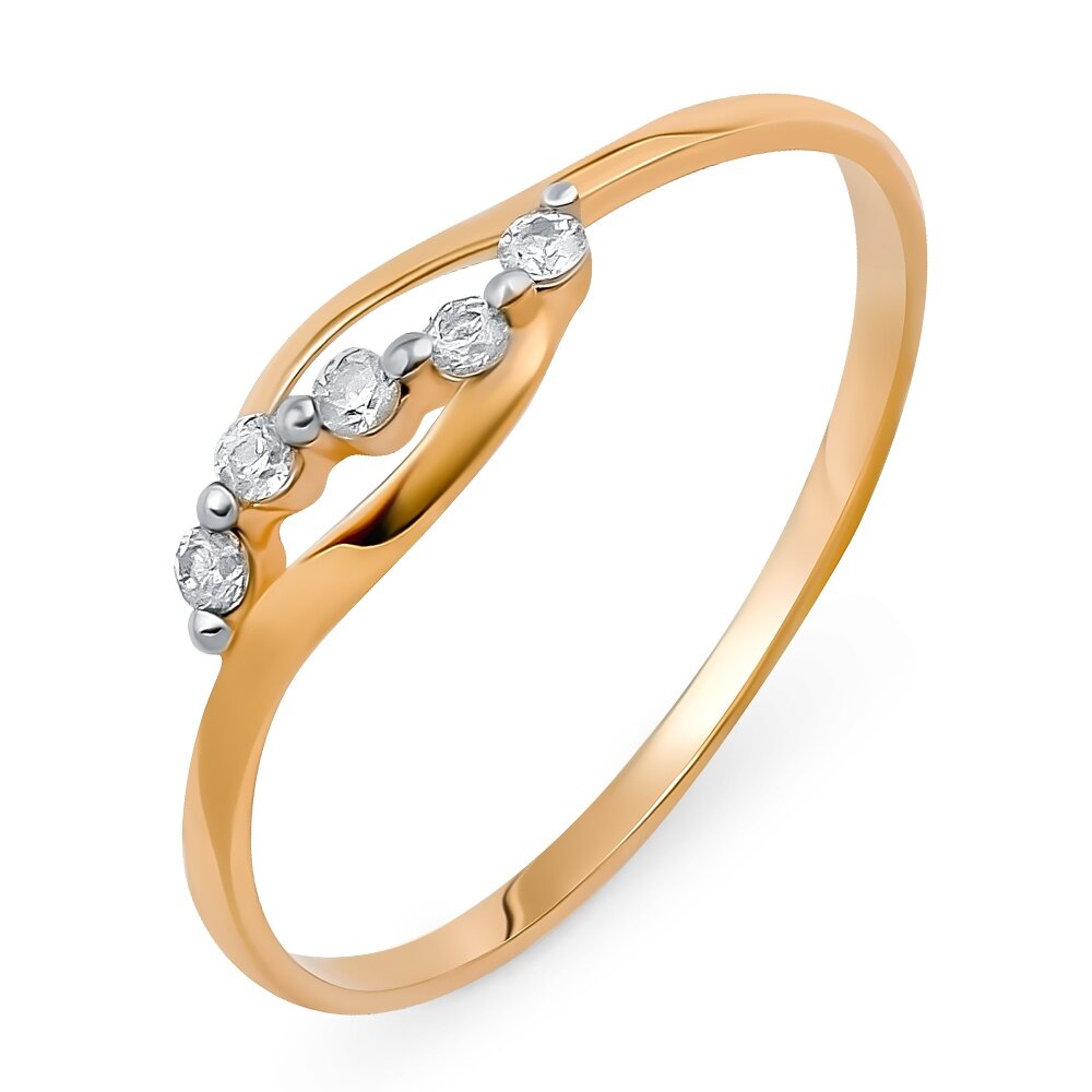 Кольцо дорожка, красное золото, 585 проба, родирование, фианит